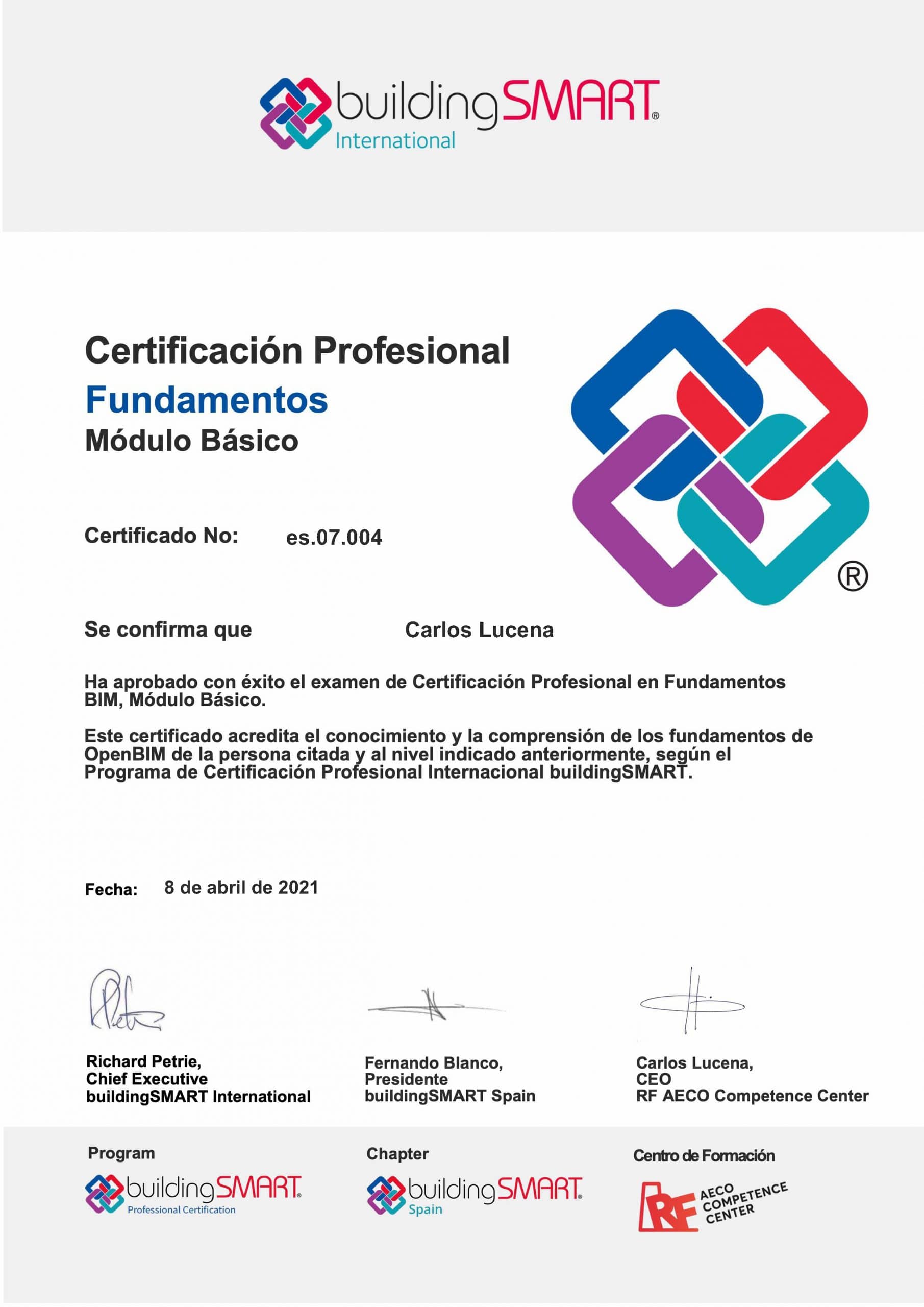 Certificate como Profesional en BIM con la BuildingSMART
